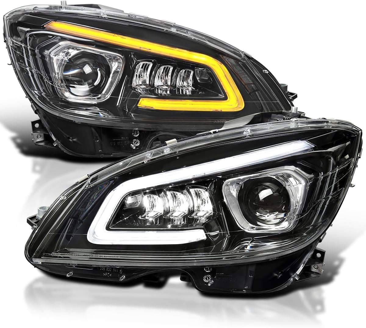 Spec-D Tuning Faros delanteros de proyector LED completo color negro ...