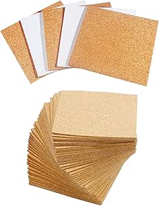 اوراق فلين مع لاصق من 50 قطعة من قواعد الاكواب مقاس 4 × 4 انش، الواح ...