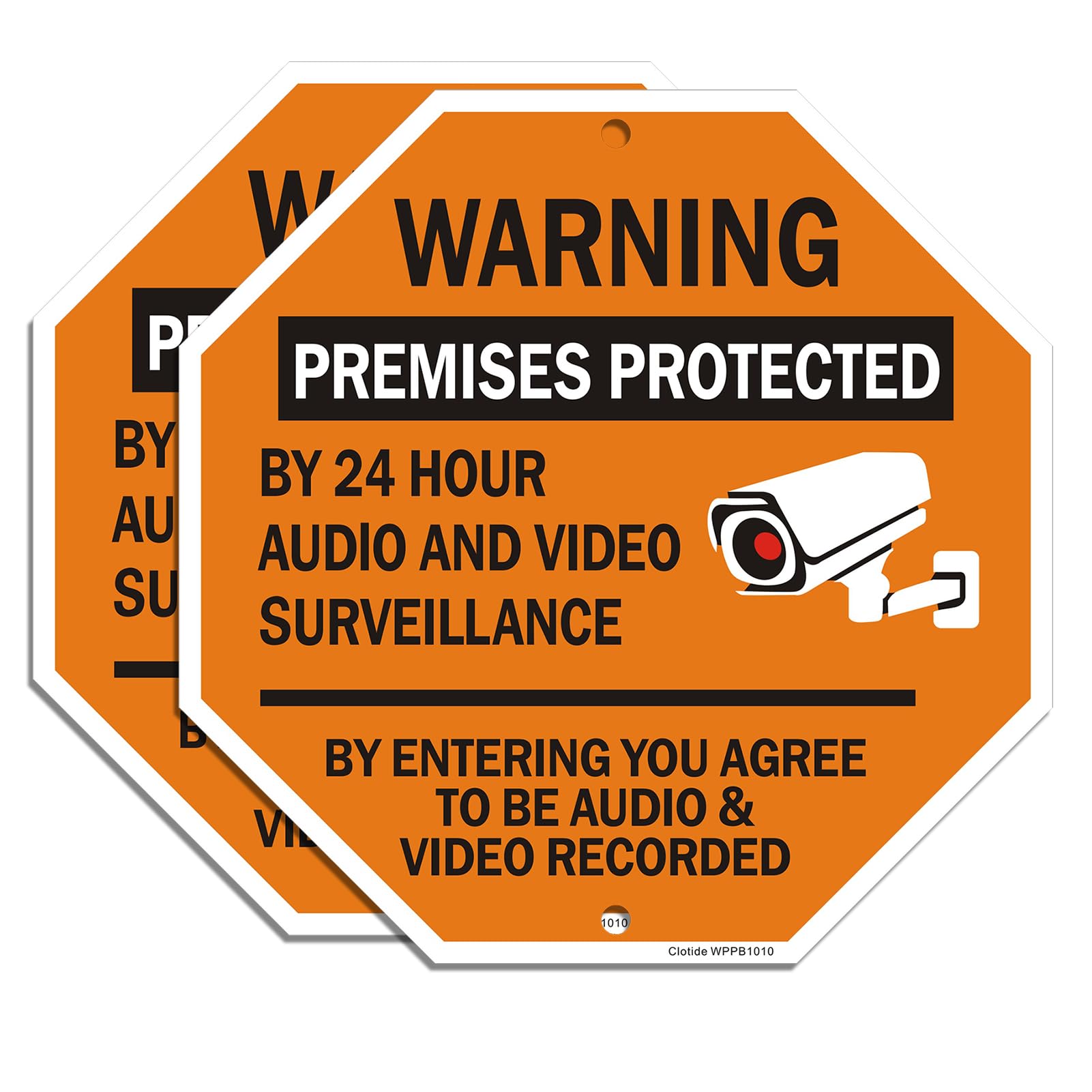 Amazon.com: Clotide Warning Premises Protected By 24 Hour Audio And ...