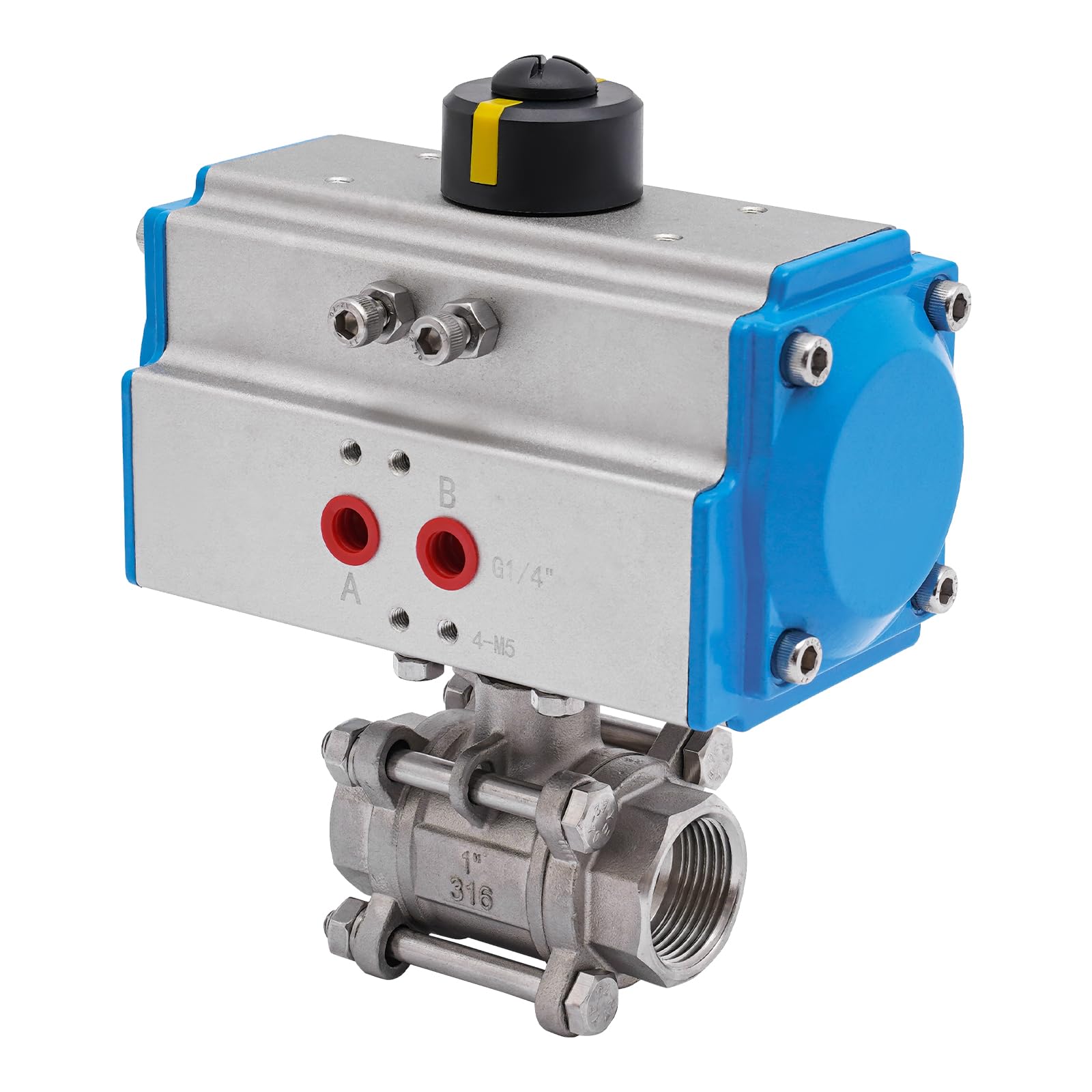 Amazon.com: Pneumatic Ball Valve, 1" Single-acting Pneumatic Air ...