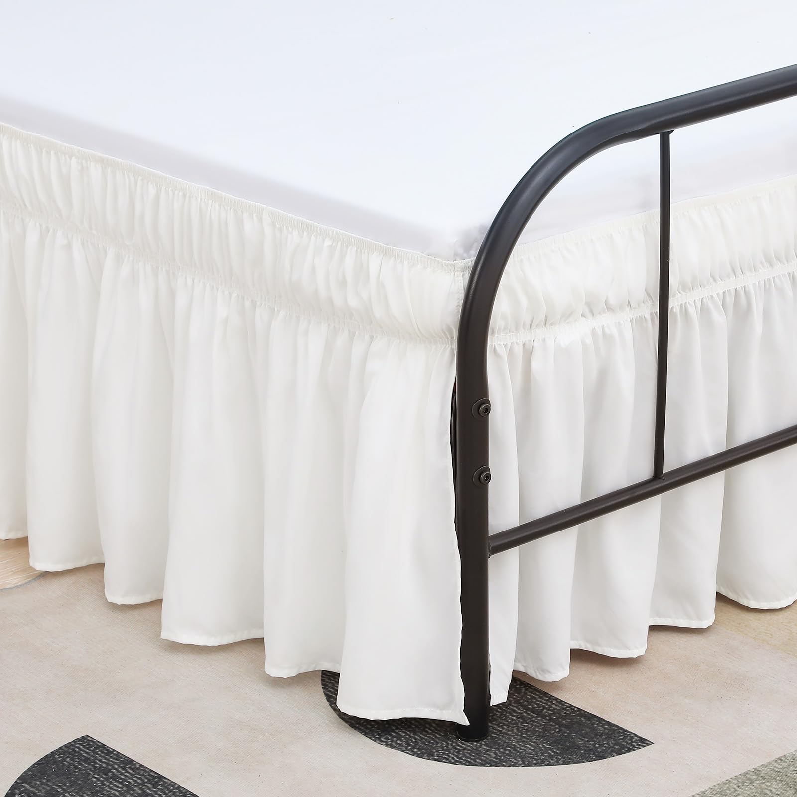 Amazon.com: RIMELA Bed Skirts with Split Corners Ivory King 15 Inch ...