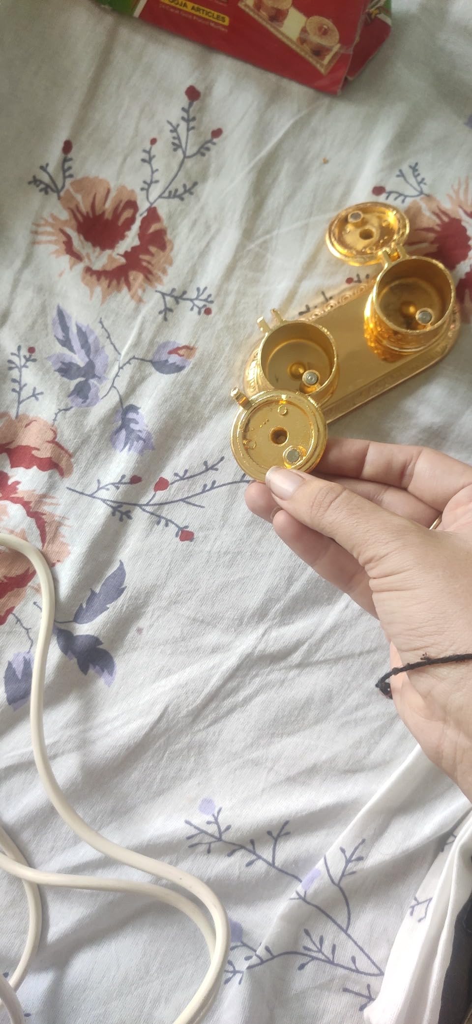 Buy Collectible India Metal Golden Finish Chandan Roli Box Double ...