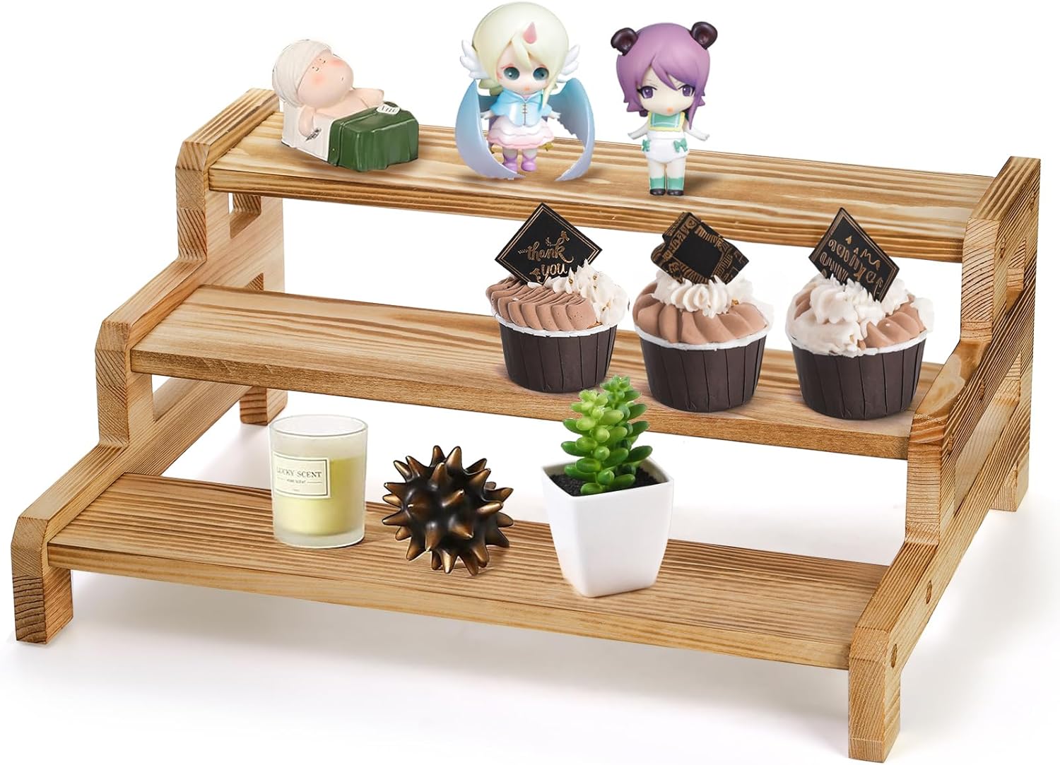 Hiceeden 3-Tier Wooden Cupcake Display Risers, 15.8" x 11.8" x 6.7 ...