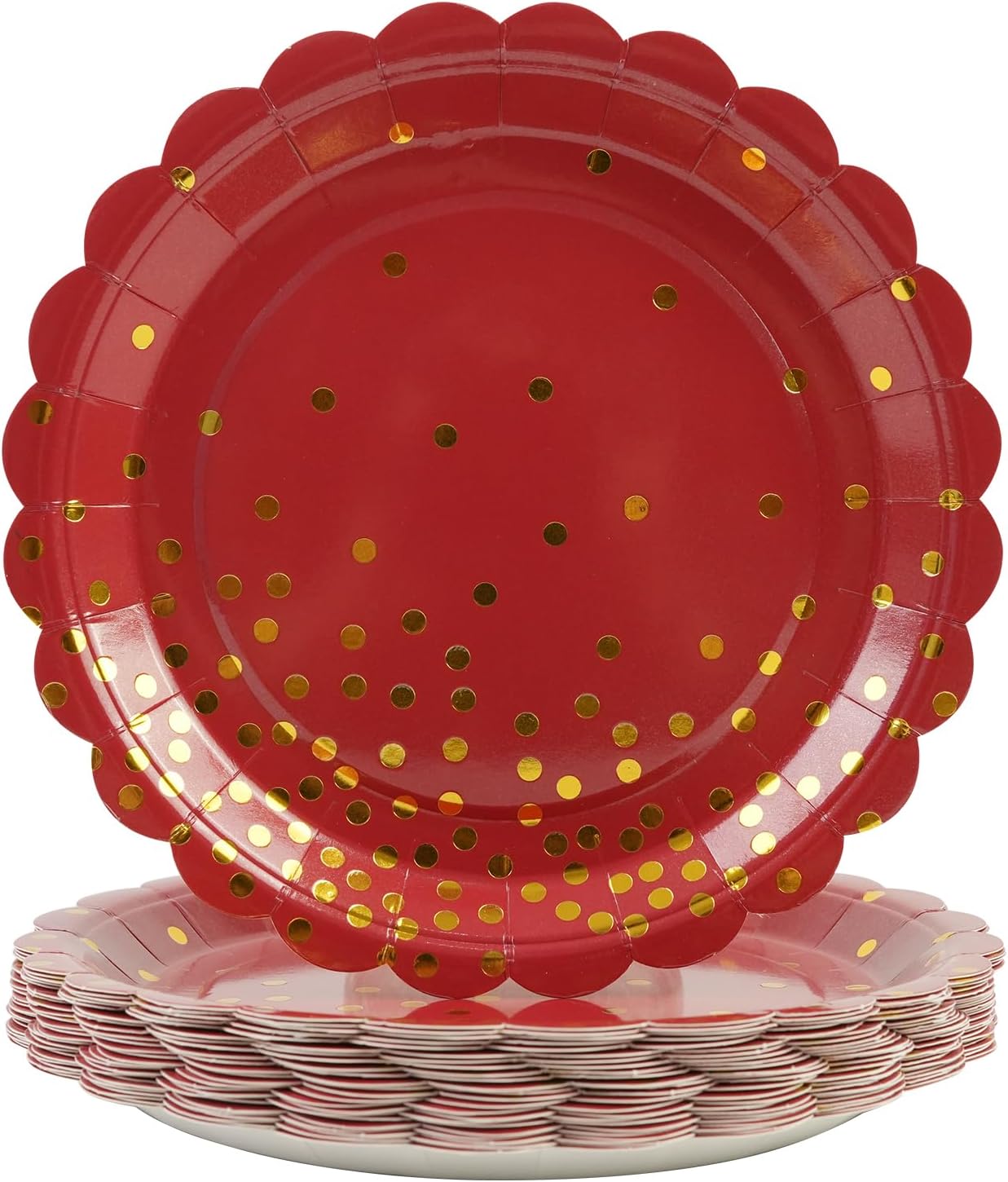 Amazon.com: HFBOBP 50PCS Red Paper Plates, 7 Inch Scalloped Red and ...