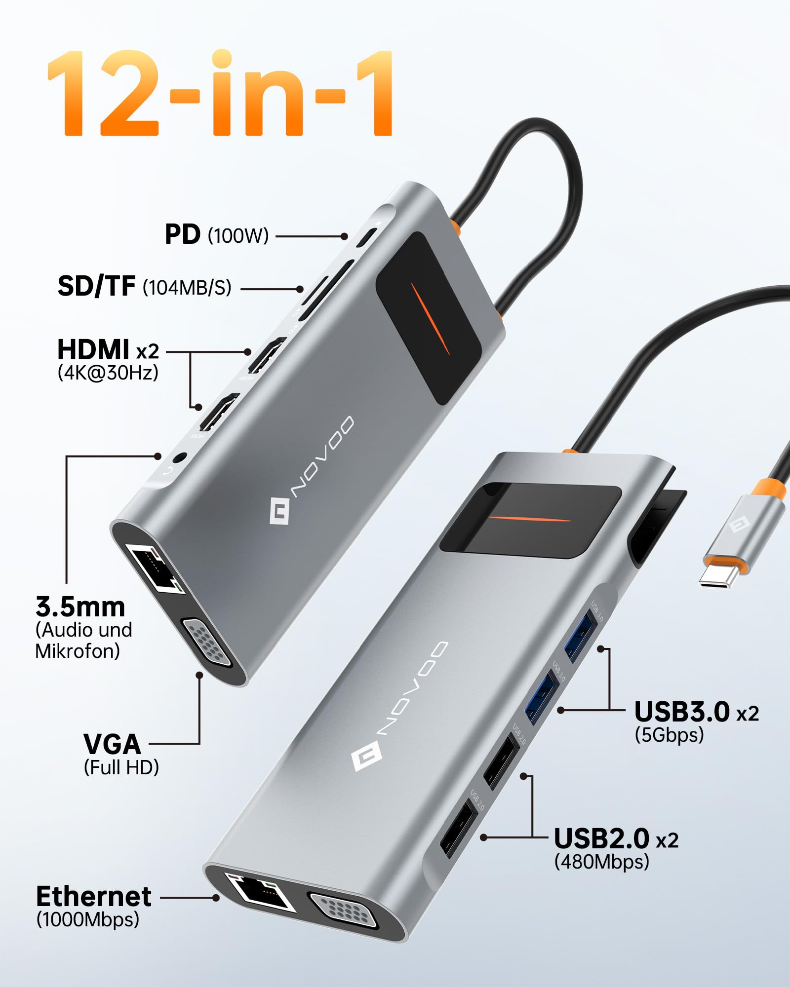 1920x1200 Novo Desktop Terrestre NOVOO Docking Station 4K @ 60Hz