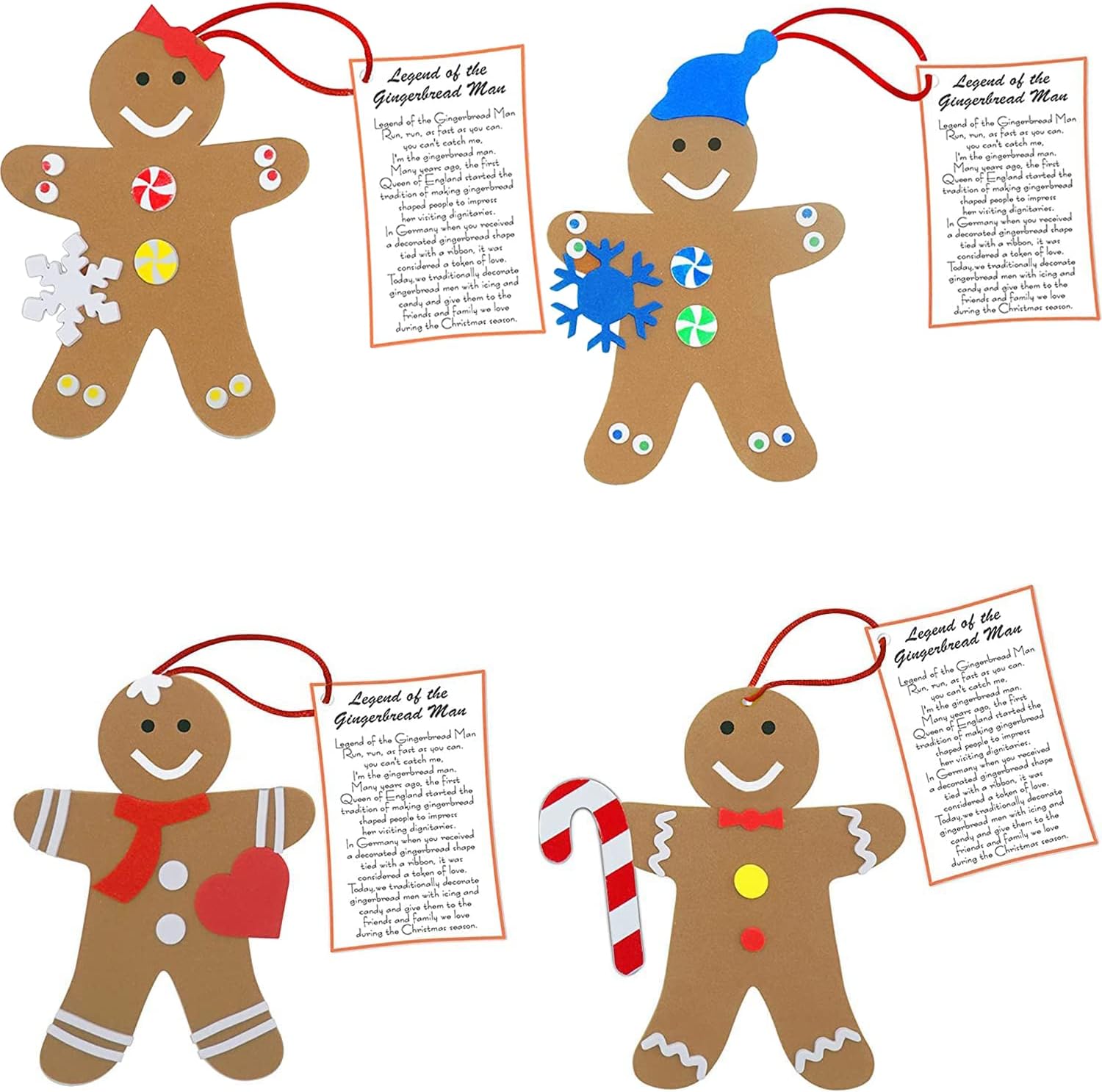 Amazon.com: 12 Gingerbread Man Craft Kit for Kids DIY Create Your Own ...