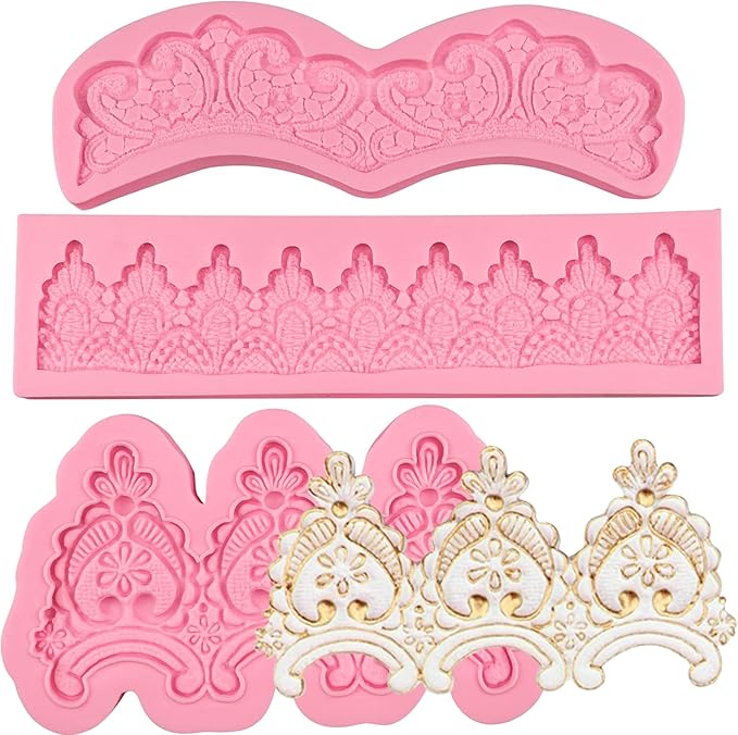 Amazon.com: Baroque Embossed Cake Decorating Mold 3pcs, Lace Fondant ...