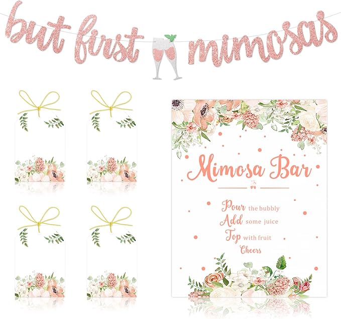 Amazon.com: Faisichocalato Mimosa Bar Sign, But First Mimosas Banner ...