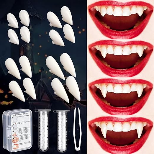 Amazon.com: VOVEA Vampire Teeth Fangs 8 Pairs, 4 Sizes Realistic ...