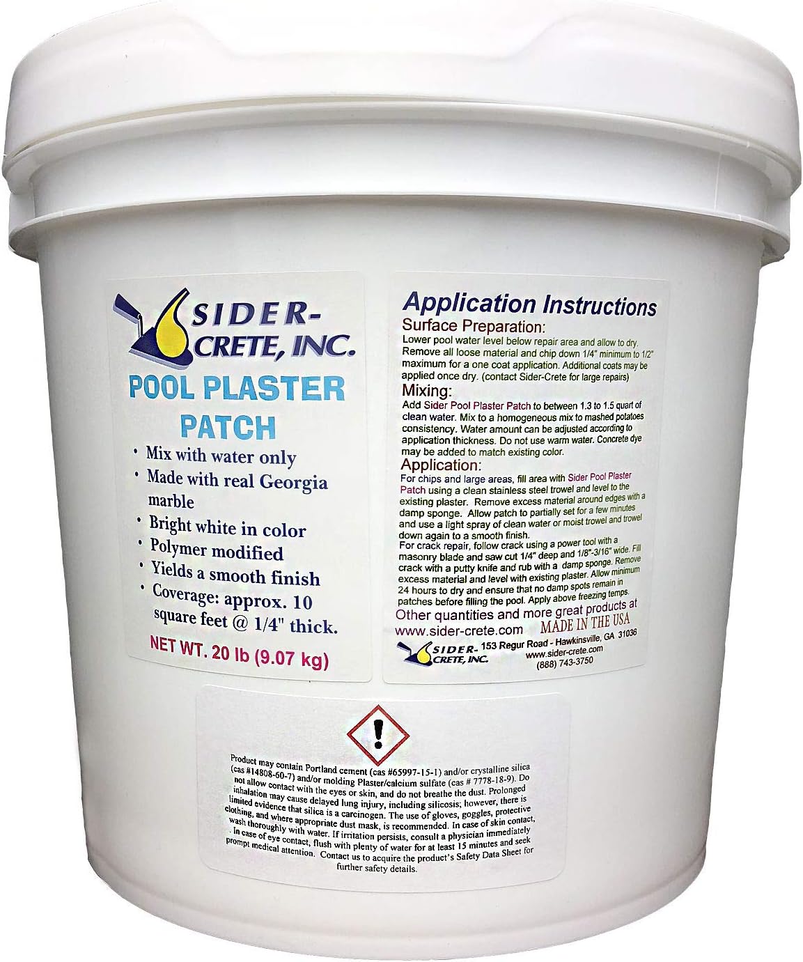 Amazon.com: SGM Pool Patch Plaster Repair for Swimming Pool White 9-lbs ...