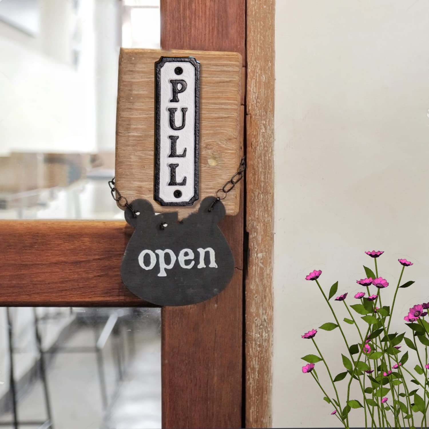 Snapklik.com : Sungmor Cast Iron Push Pull Door Signs, Metal Push And ...