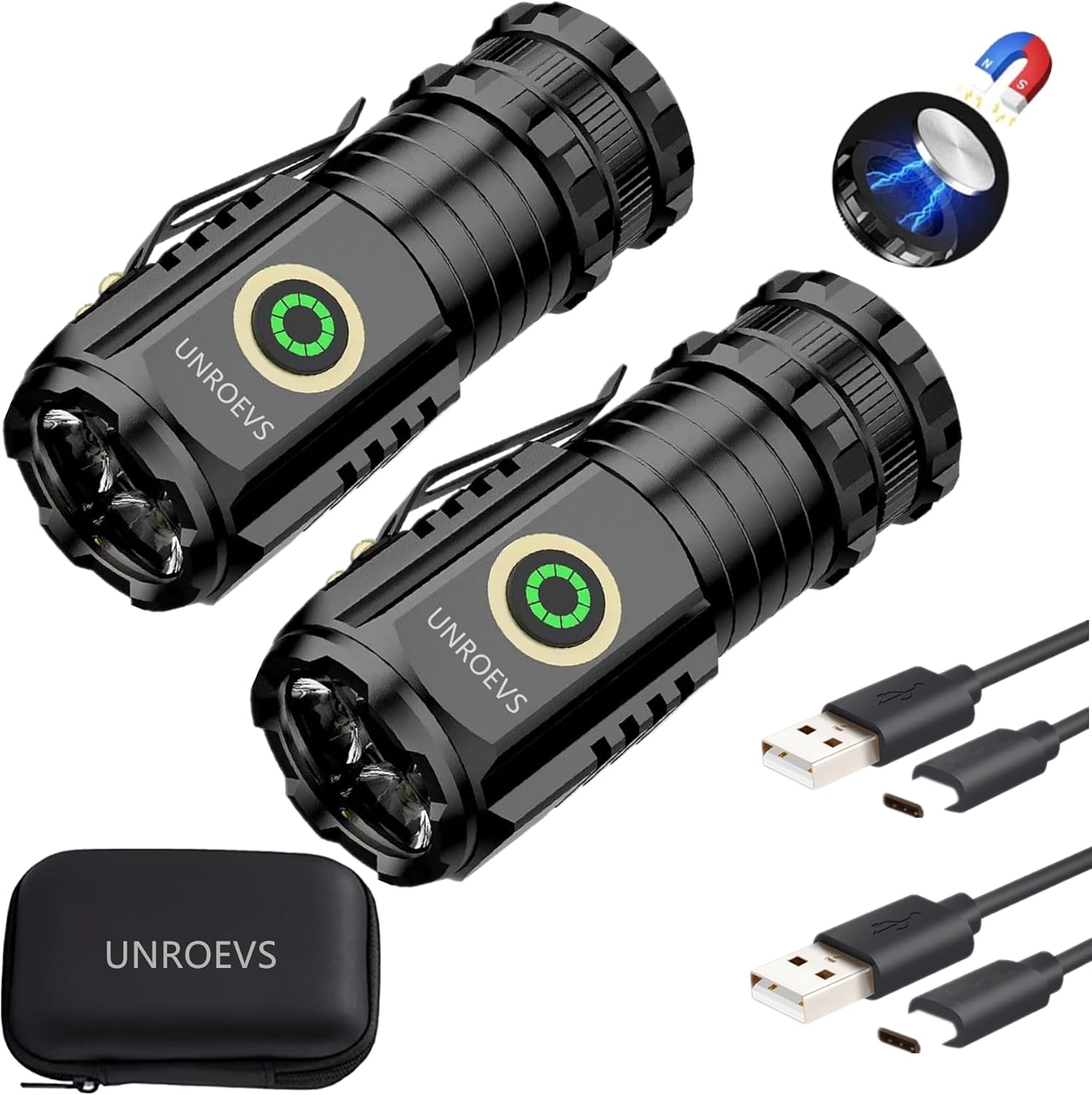 UNROEVS USB C Rechargeable Mini Torch 2550 Lumen 5 Modes Clip Torch ...