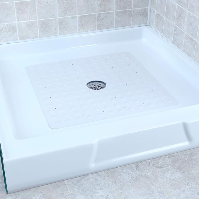 Amazon.com: SlipX Solutions White Square Rubber Safety Shower Mat with ...
