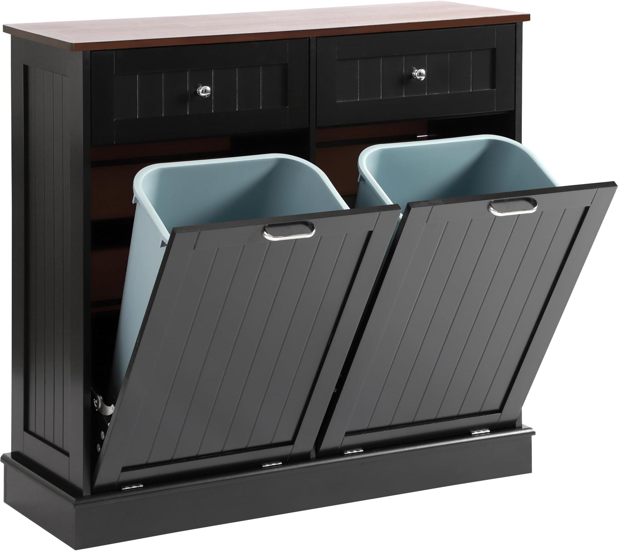Amazon.com: VECELO Tilt Out Kitchen Trash Bin Cabinet, Dog Proof ...