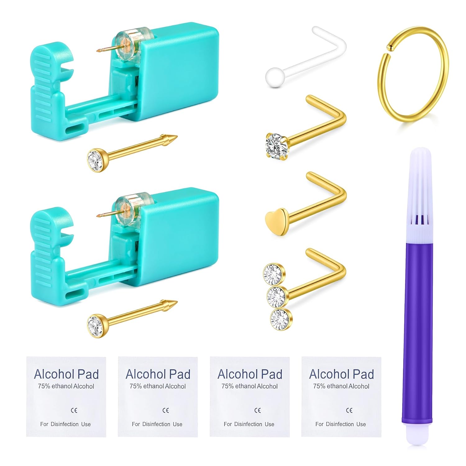 Amazon.com: QWALIT Self Nose Piercing Kit at Home Nose Piercing Kit ...