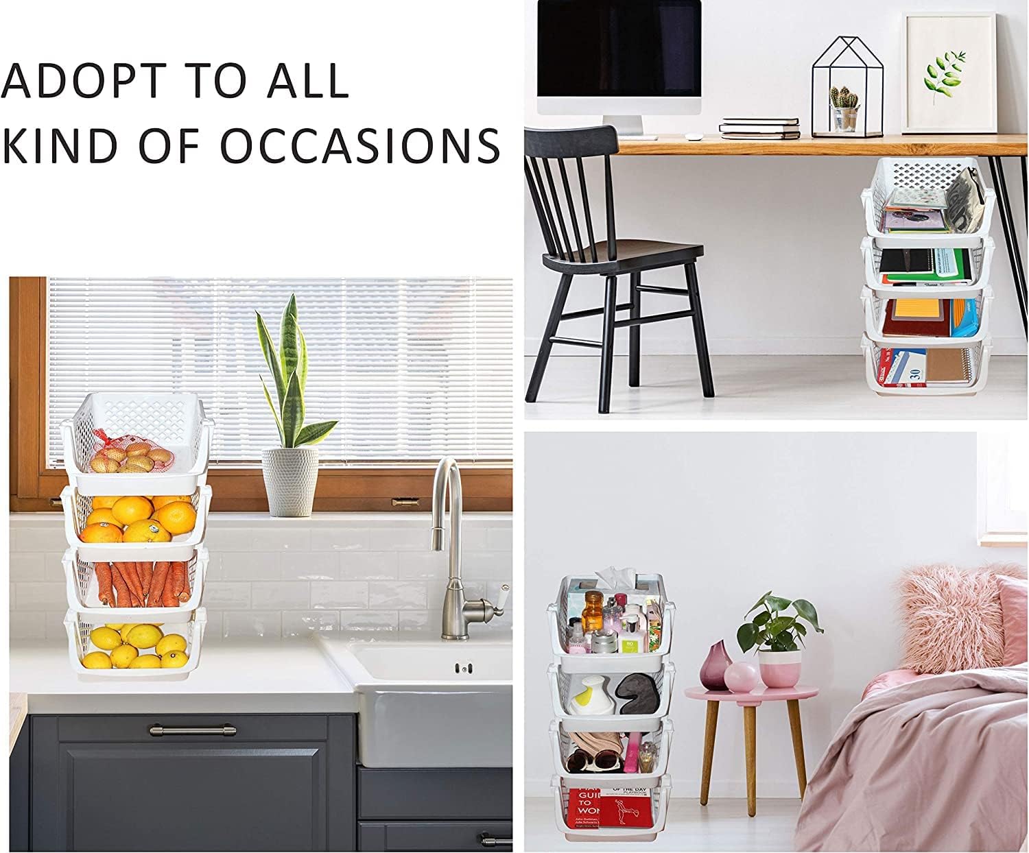 Skywin Contenedores de almacenamiento apilables de plástico para ...