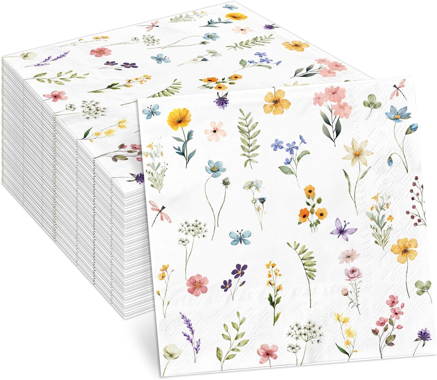 Amazon.com: 48Pcs Wildflower Themed Paper Napkins Spring Floral Party ...
