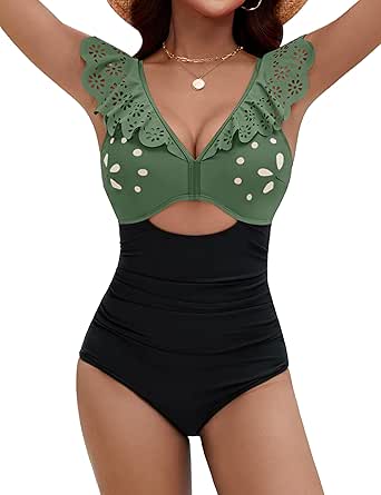 Blooming Jelly Women's One Piece Swimsuits Tummy Control Bathing Suit 2025 Flattering Petal ...