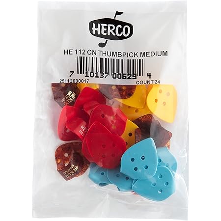 Amazon.com: Herco® HE113 Flat Thumbpicks, Heavy, 24/Bag : Musical ...