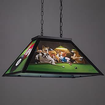Amazon.com: Wellmet Tiffany Pool Table Light, Dogs Playing Billiards ...