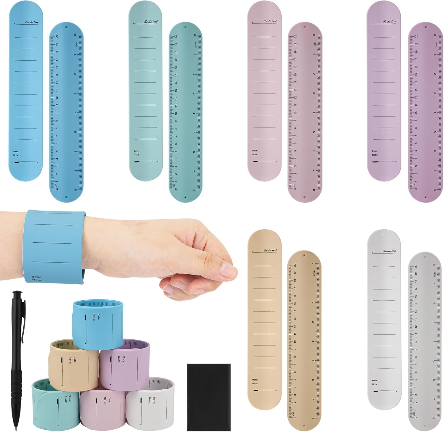 14pcs Slap Bracelets Set, 9.4x1.8 Inch Reusable Silicone Reminder ...