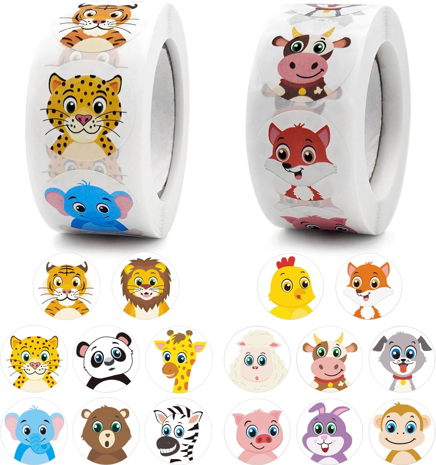 Animal Sticker Rolle 1000 Stück Lehrer Aufkleber Rolle Cartoon Tier ...