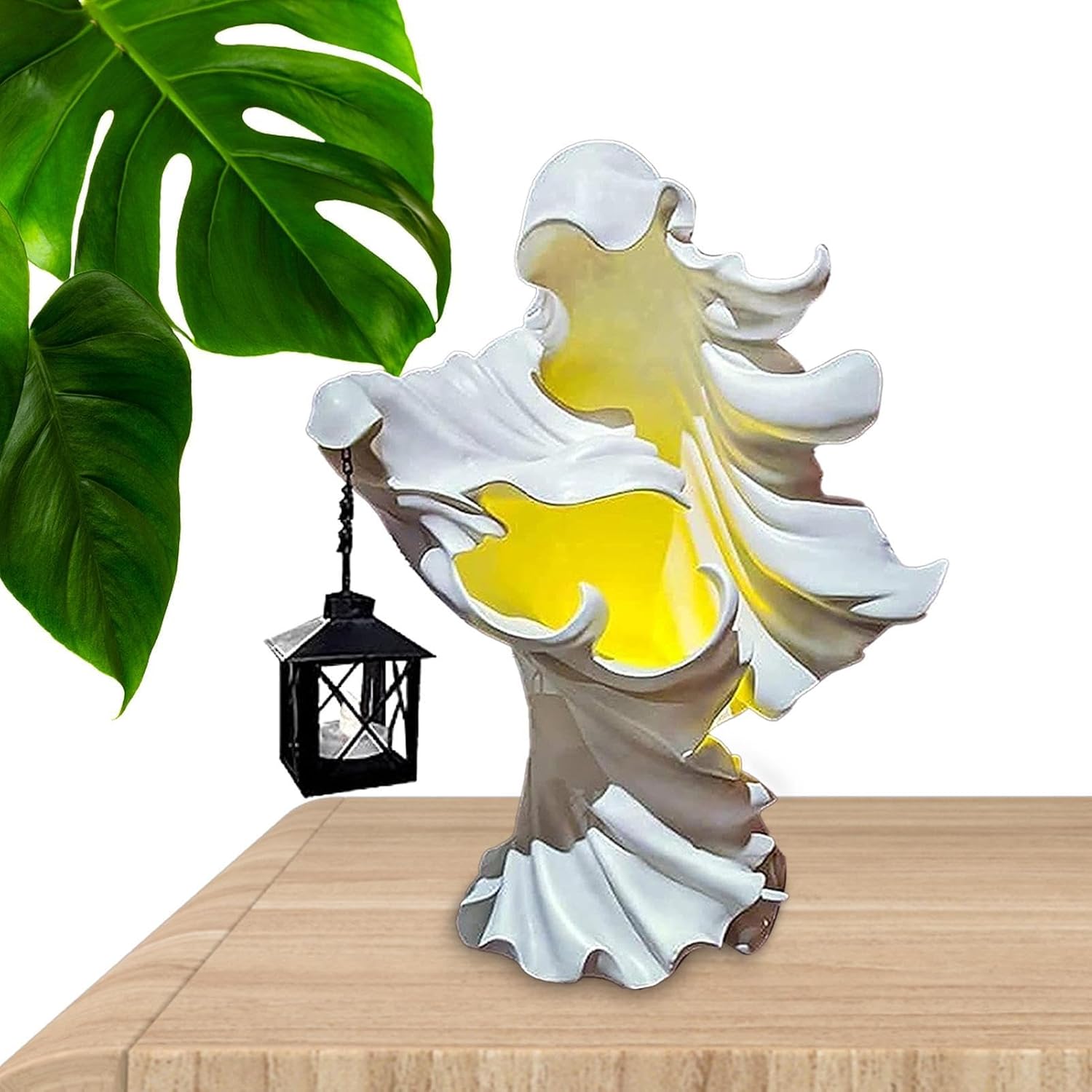 Halloween Ghost Statue, Hell Messenger With Lantern Vintage LED Resin ...