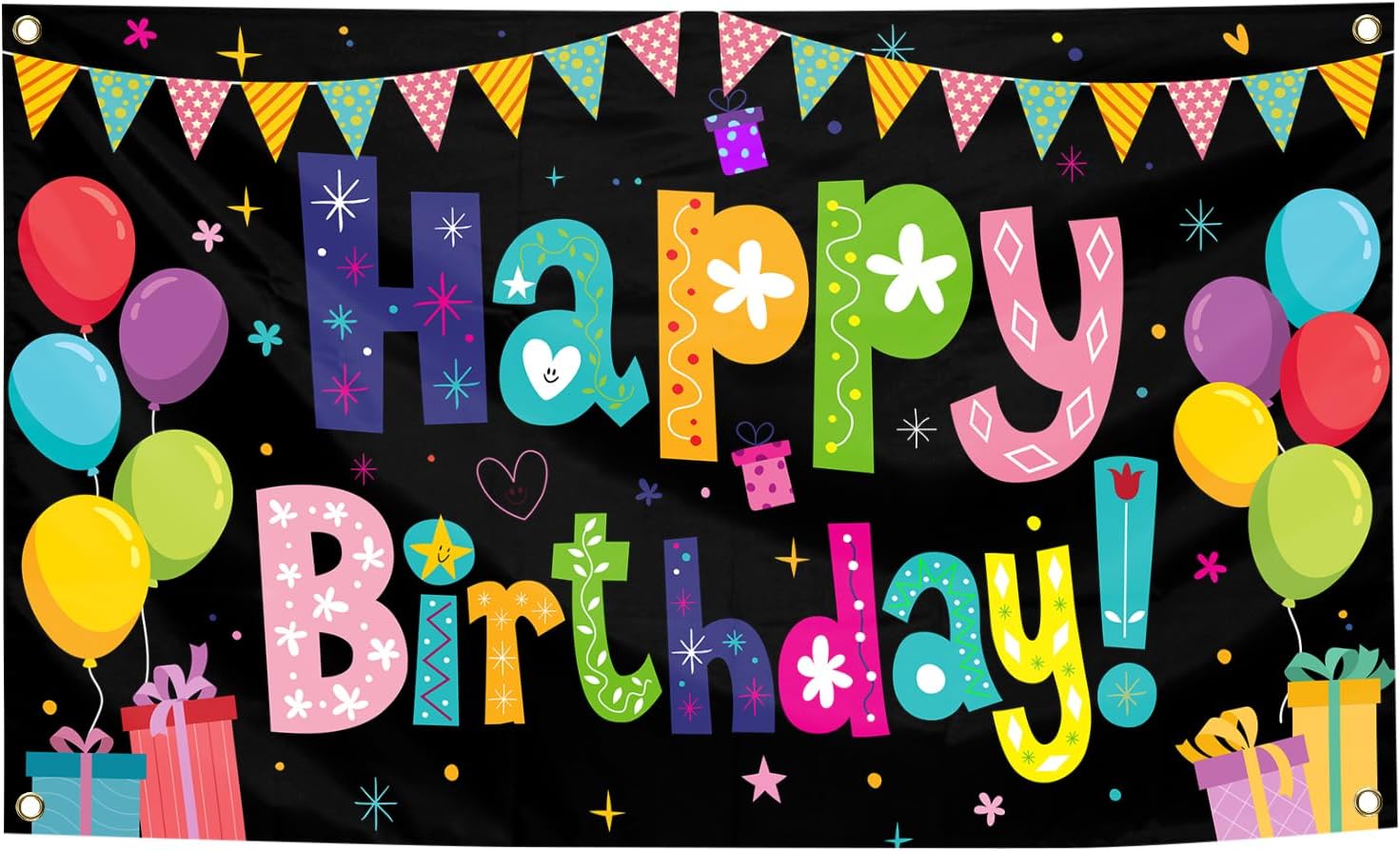 Amazon.com: Colorful Birthday Flag Happy Birthday Party 3X5 FT ...