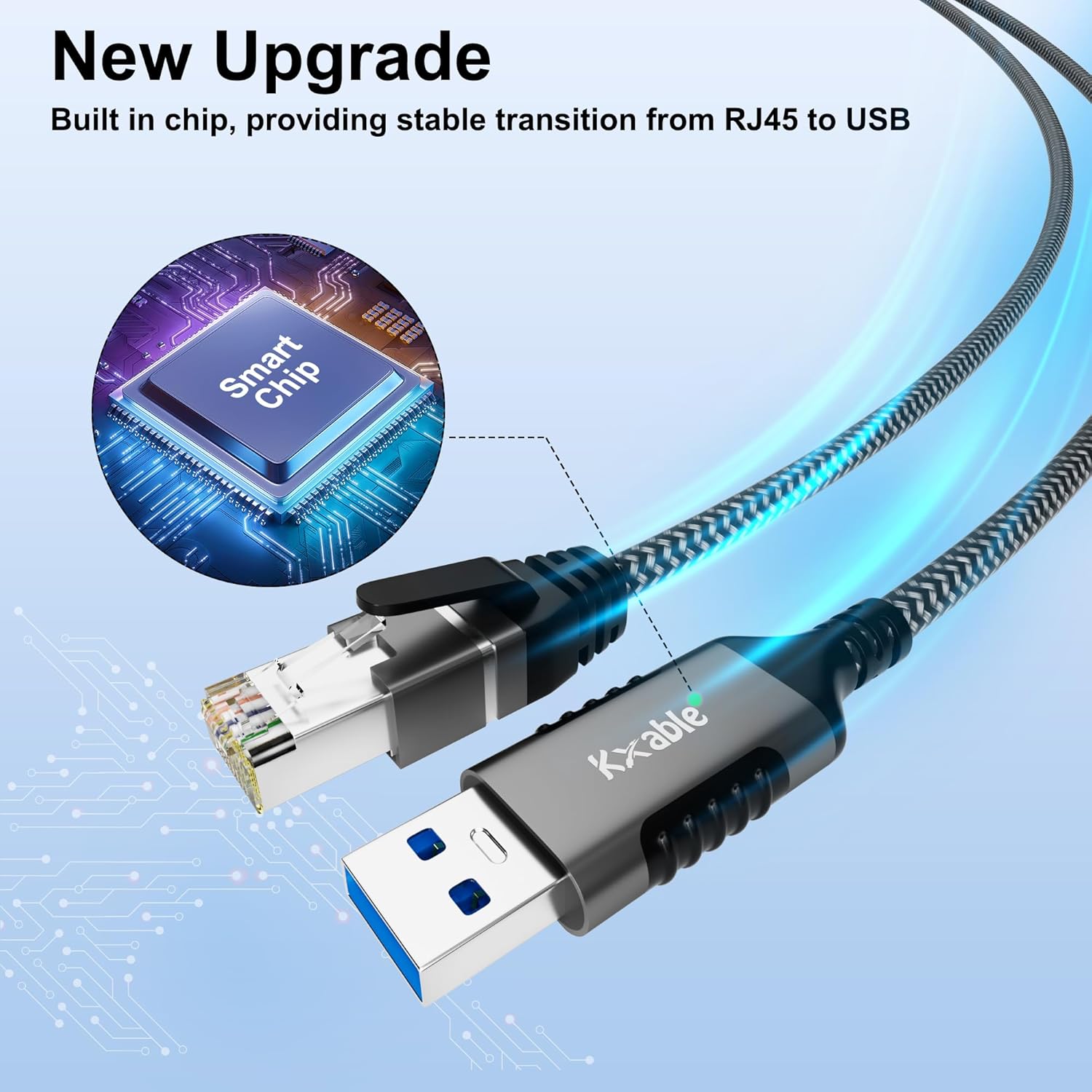Cable USB a Ethernet de 40 pies, USB 3.0 A macho a RJ45 macho ...