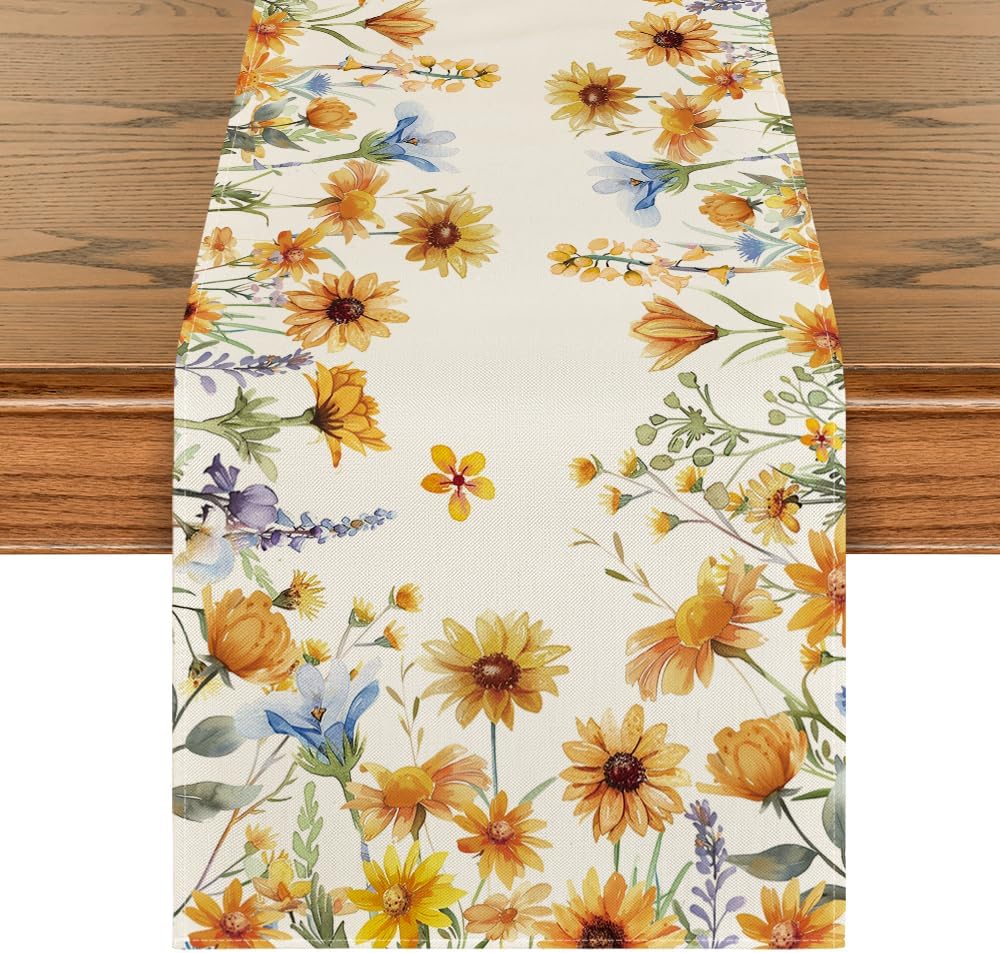 Amazon.com: Heirloom Haven Sunflower Bee Table Runner 13x72 Inch,Spring ...
