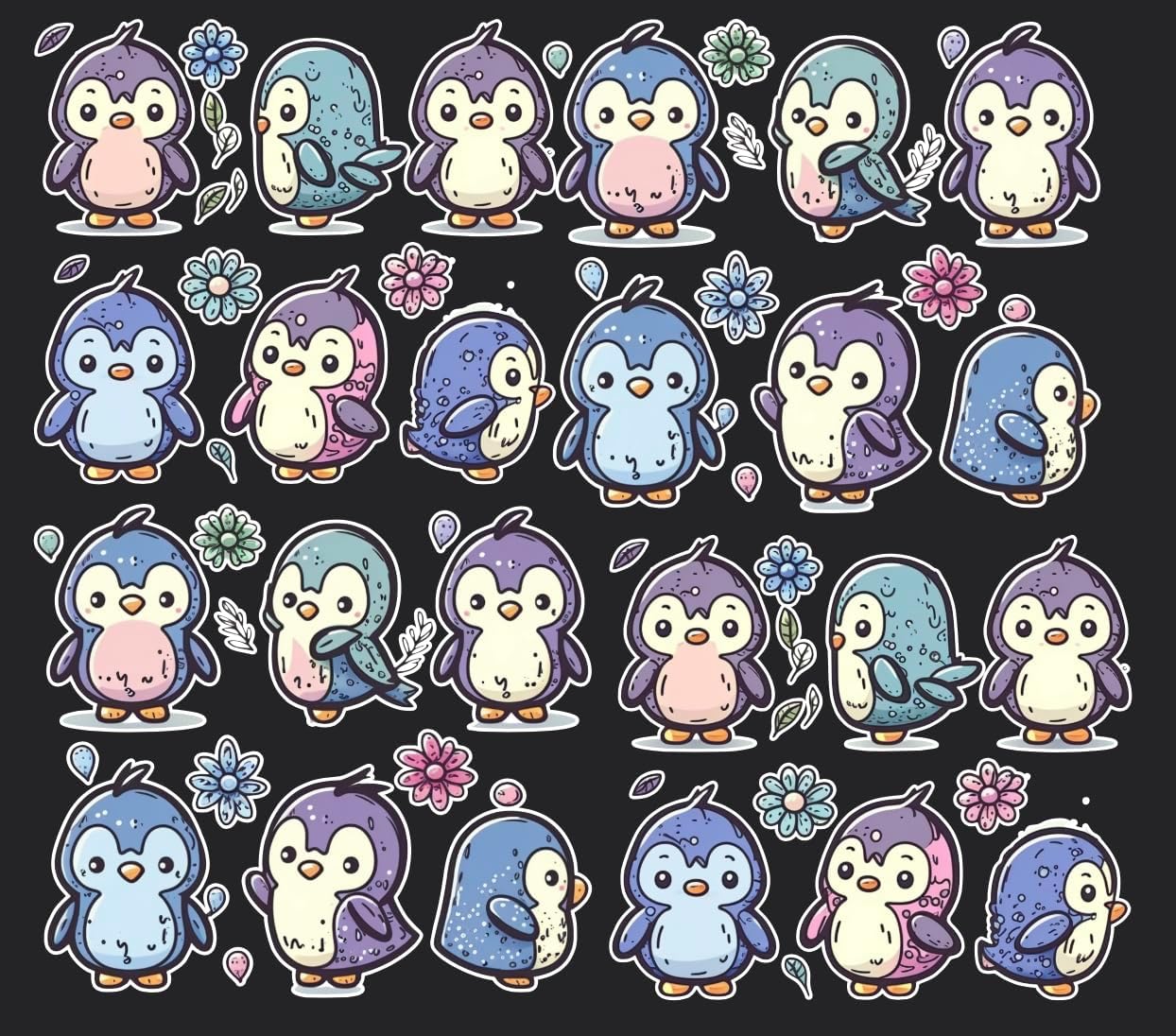 Amazon.com: Penguin Stickers. Set of 24 Stickers, Cute Penguin Stickers ...