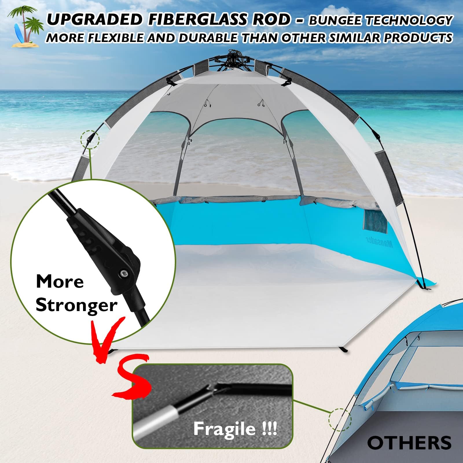 Snapklik.com : Mansader 2-3 Person Large Instant Pop Up Beach Tent, UV ...