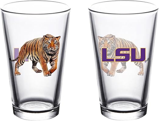 Amazon.com | Valiant Gifts LSU Tigers Mascot 16 ounce Glass Pint ...