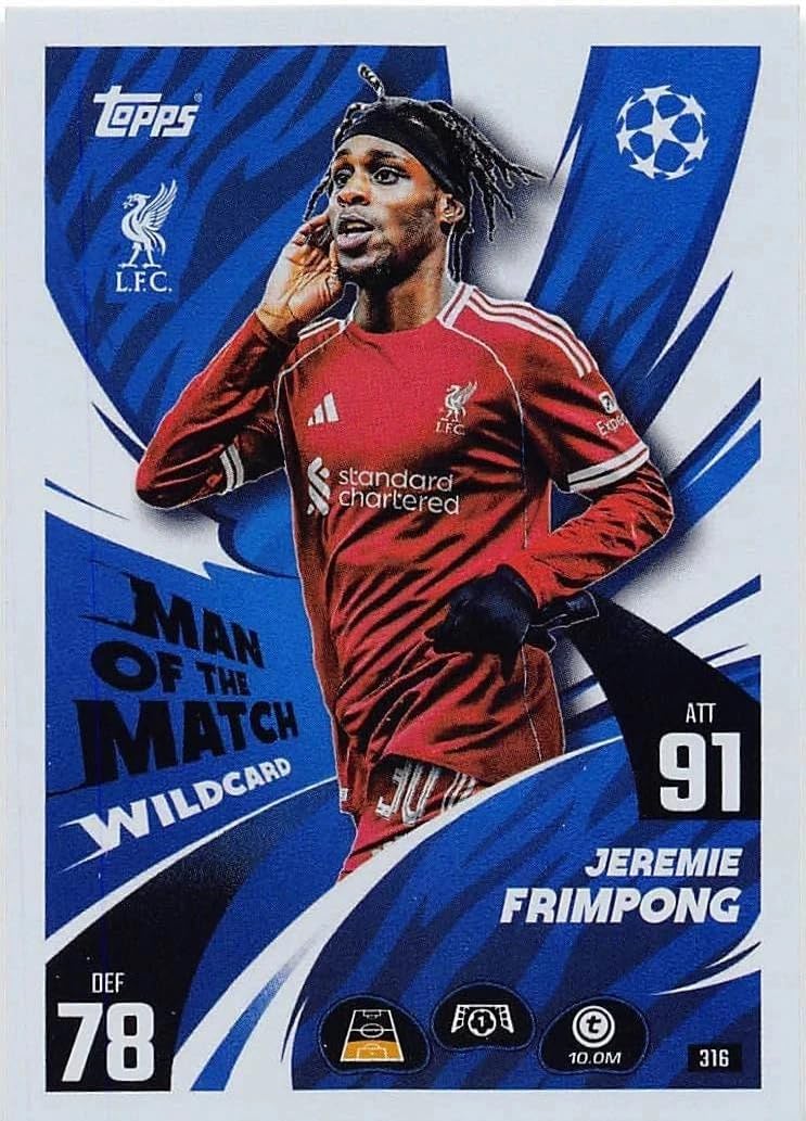 Match Attax 2025 2026 Jeremie Frimpong Man Of The Match Trading Card