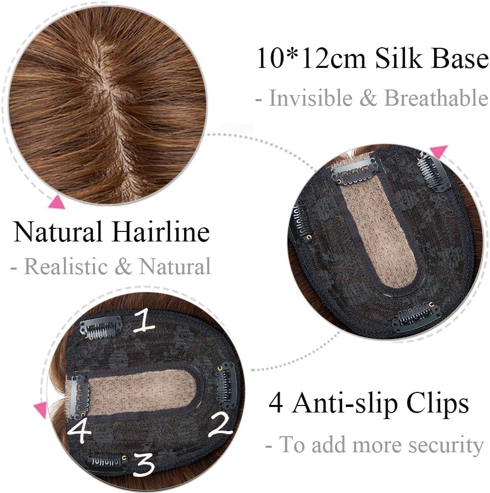 12″ Hair Toppers with Fringe for Thinning Hair Women #4 Medium Brown ...