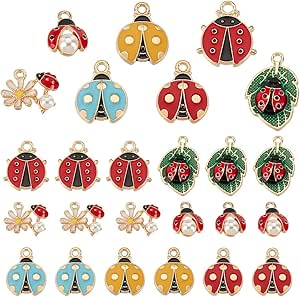 Amazon.com: PH PandaHall 60pcs 7 Style Ladybug Enamel Charms, Alloy ...