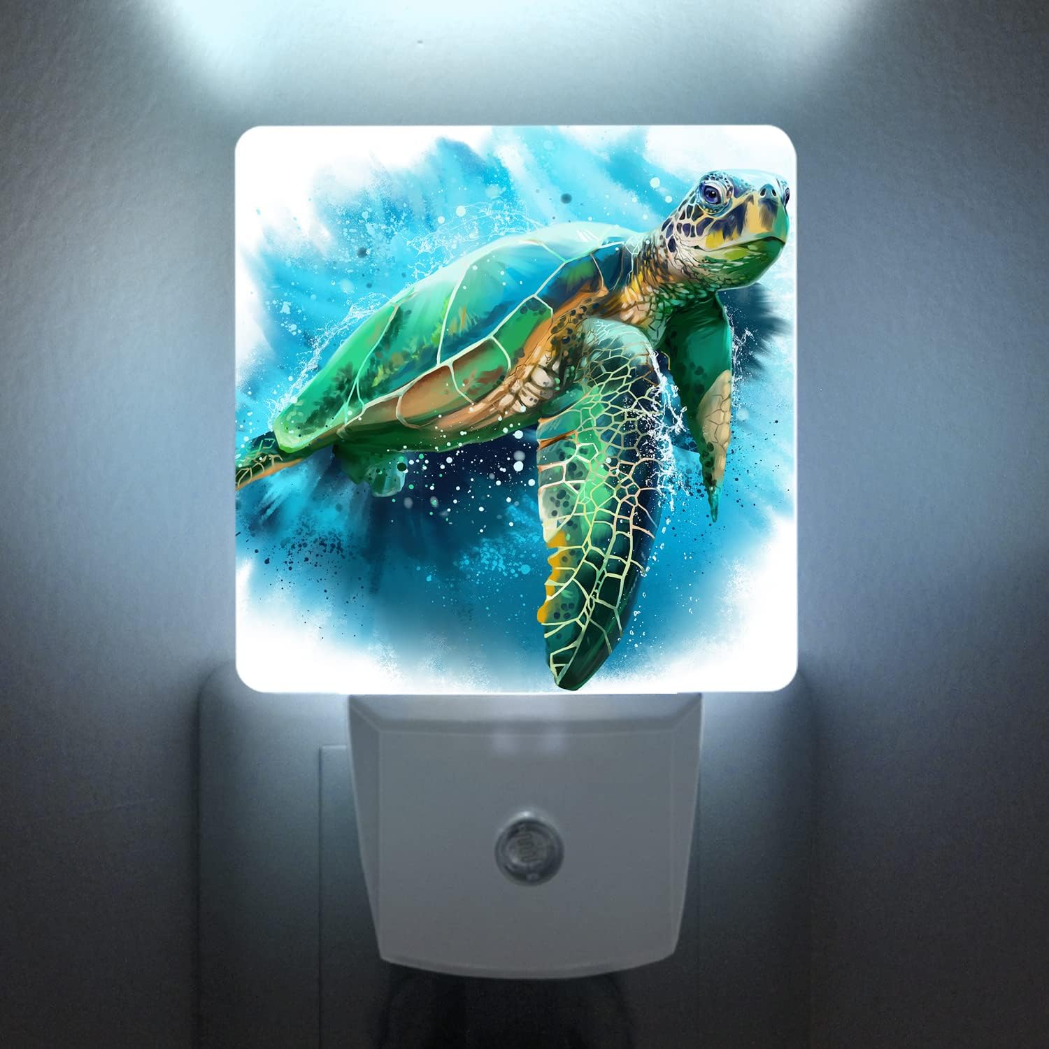 Vintage Ocean Sea Turtle Starfish Map Plug in LED Night Light Lamp with ...