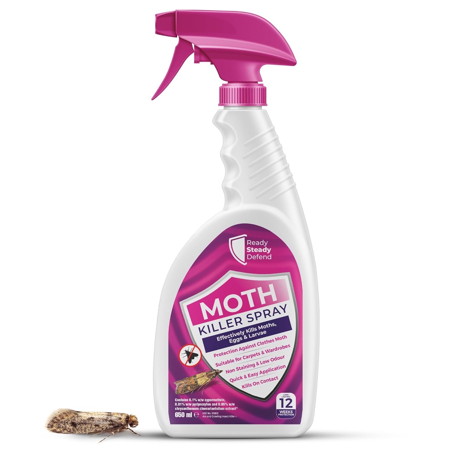 READY STEADY DEFEND Moth Killer Spray | 650ml | Repellent Protects ...
