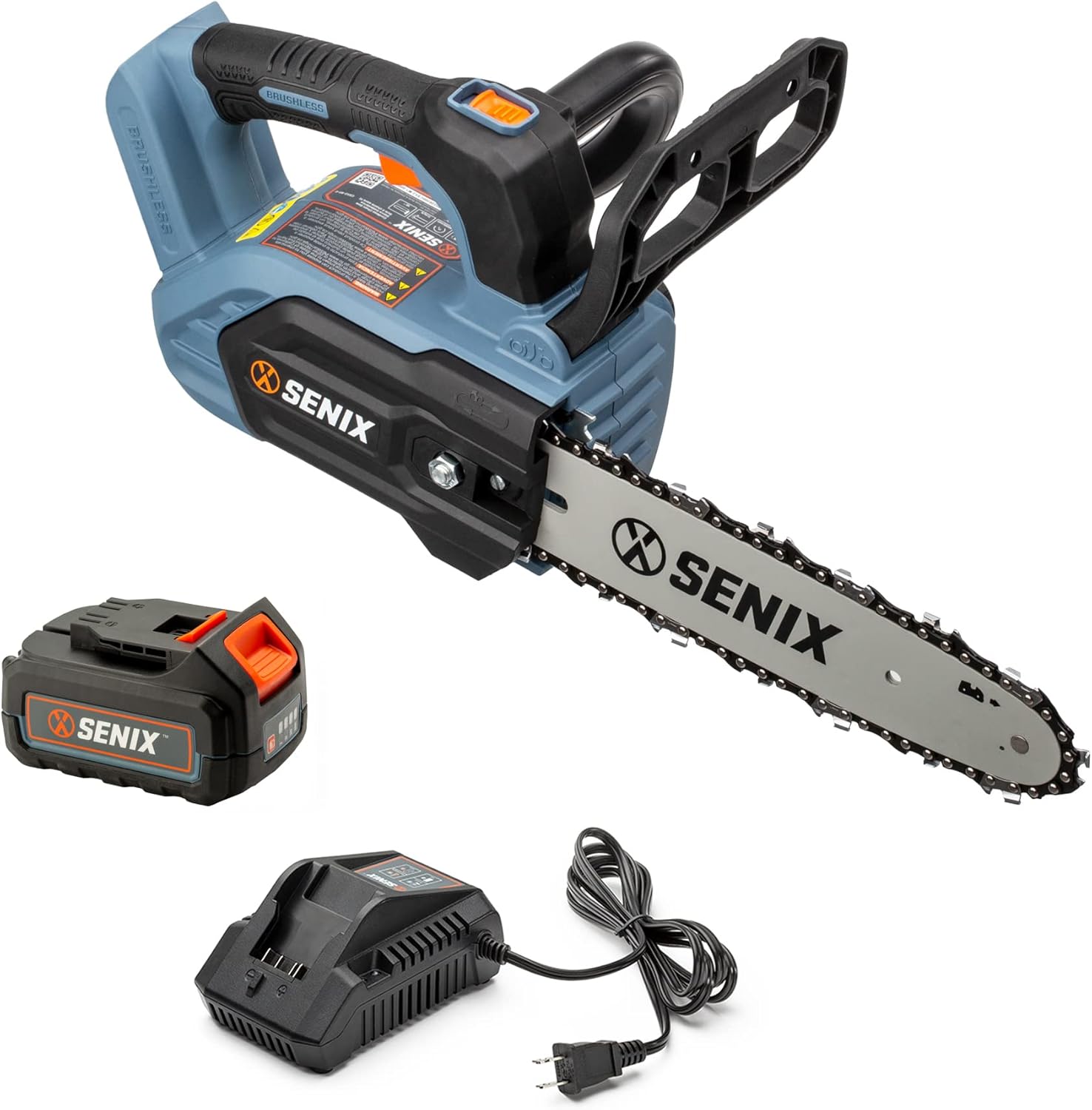 Amazon.com: SENIX X2 20 Volt Max Cordless Chainsaw with 10-inch Bar and ...