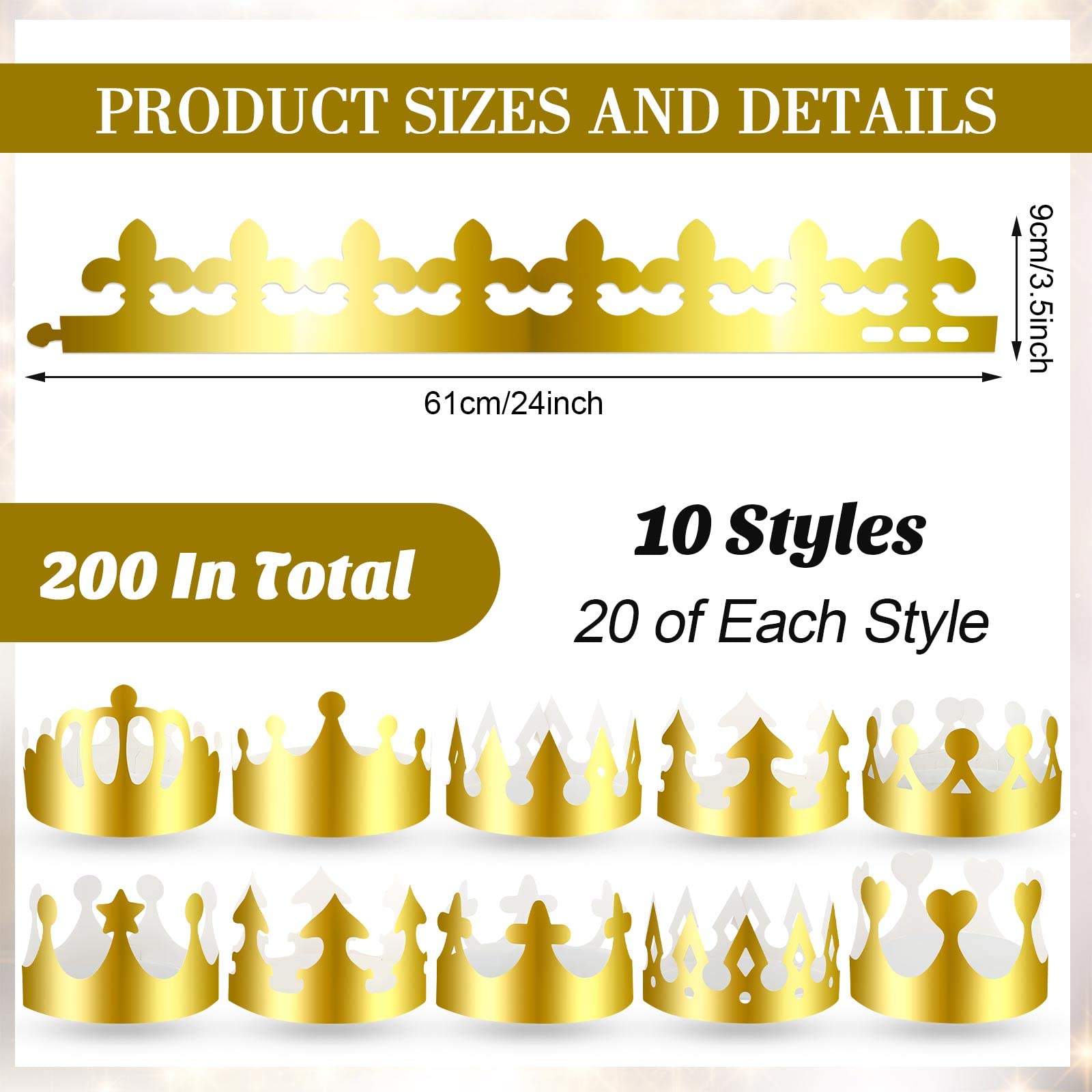 Snapklik.com : Crtiin 200 Pcs Golden Paper Crowns Bulk King Gold Party ...