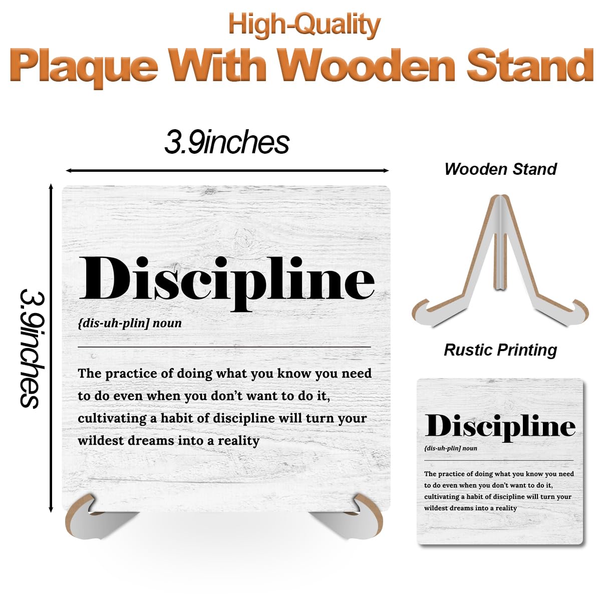 Snapklik.com : Discipline Noun Wood Sign Desk Decor Motivational Rustic ...