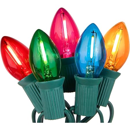 Romasaty C7 Christmas Lights(25FT) 5 Multi-Color Outdoor&Indoor Light ...