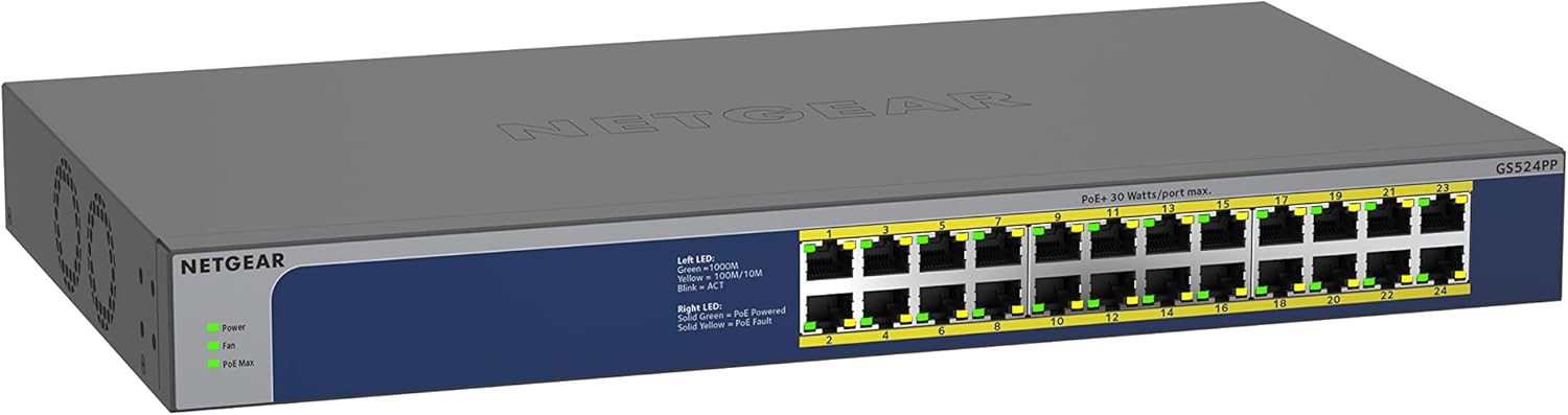 Amazon.com: NETGEAR 24-Port Gigabit Ethernet Unmanaged PoE Switch ...