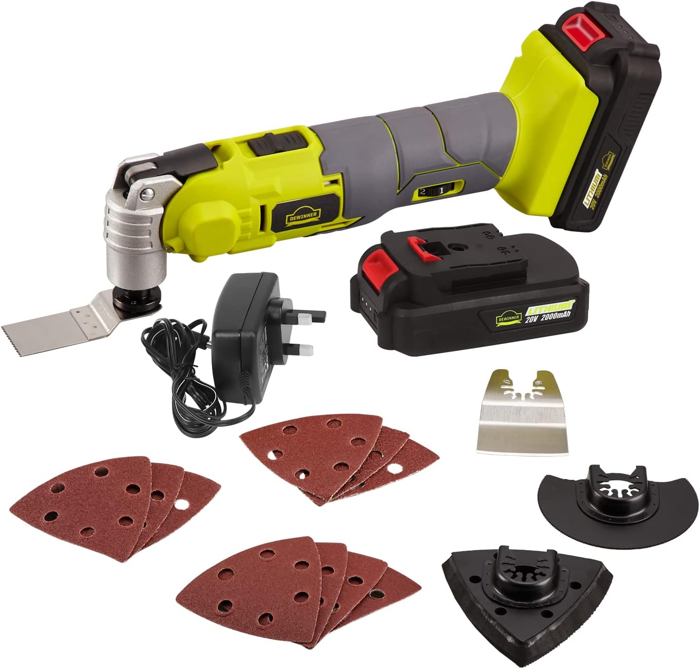 Cordless Oscillating Multi-Tool, DEWINNER 20V 2Ah Lithium-Ion, LED ...