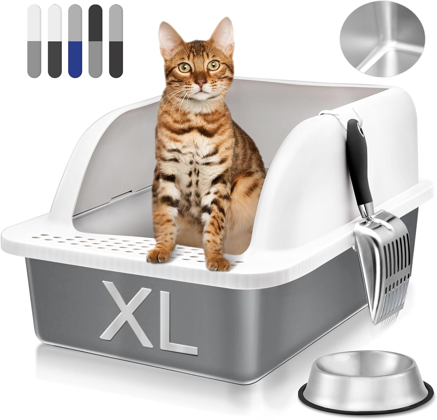 Amazon.com: KareCute Stainless Steel XL Cat Box with High Sides for Big ...