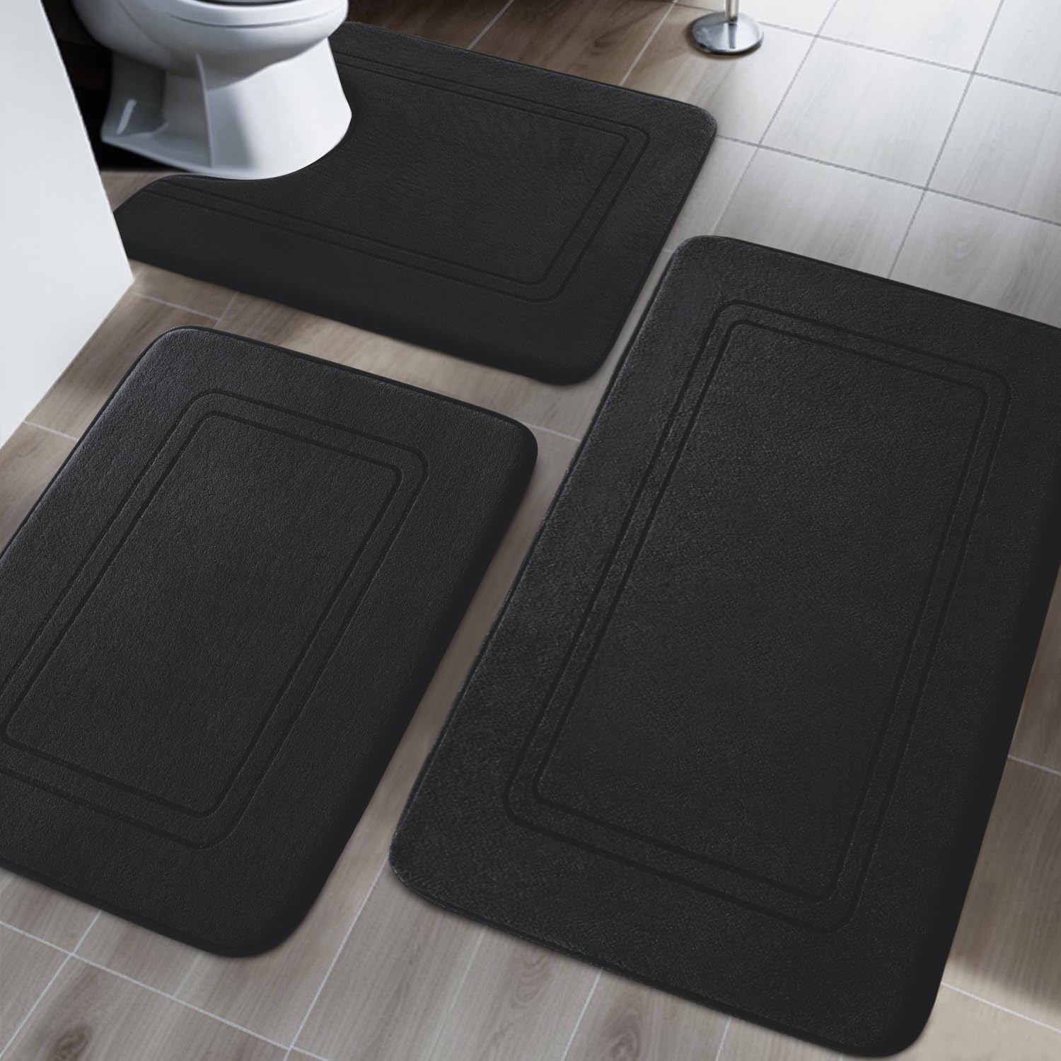 Amazon.com: YIHOUSE Memory Foam Bath Mat Set, Bathroom Rugs Sets 3 ...