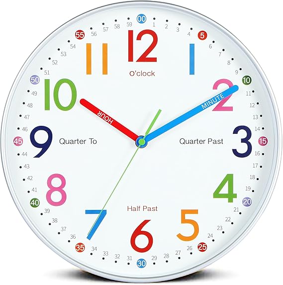 Amazon.com: Nbdeal 12inch Learning Clock for Kids, Teaching Clock Kids ...