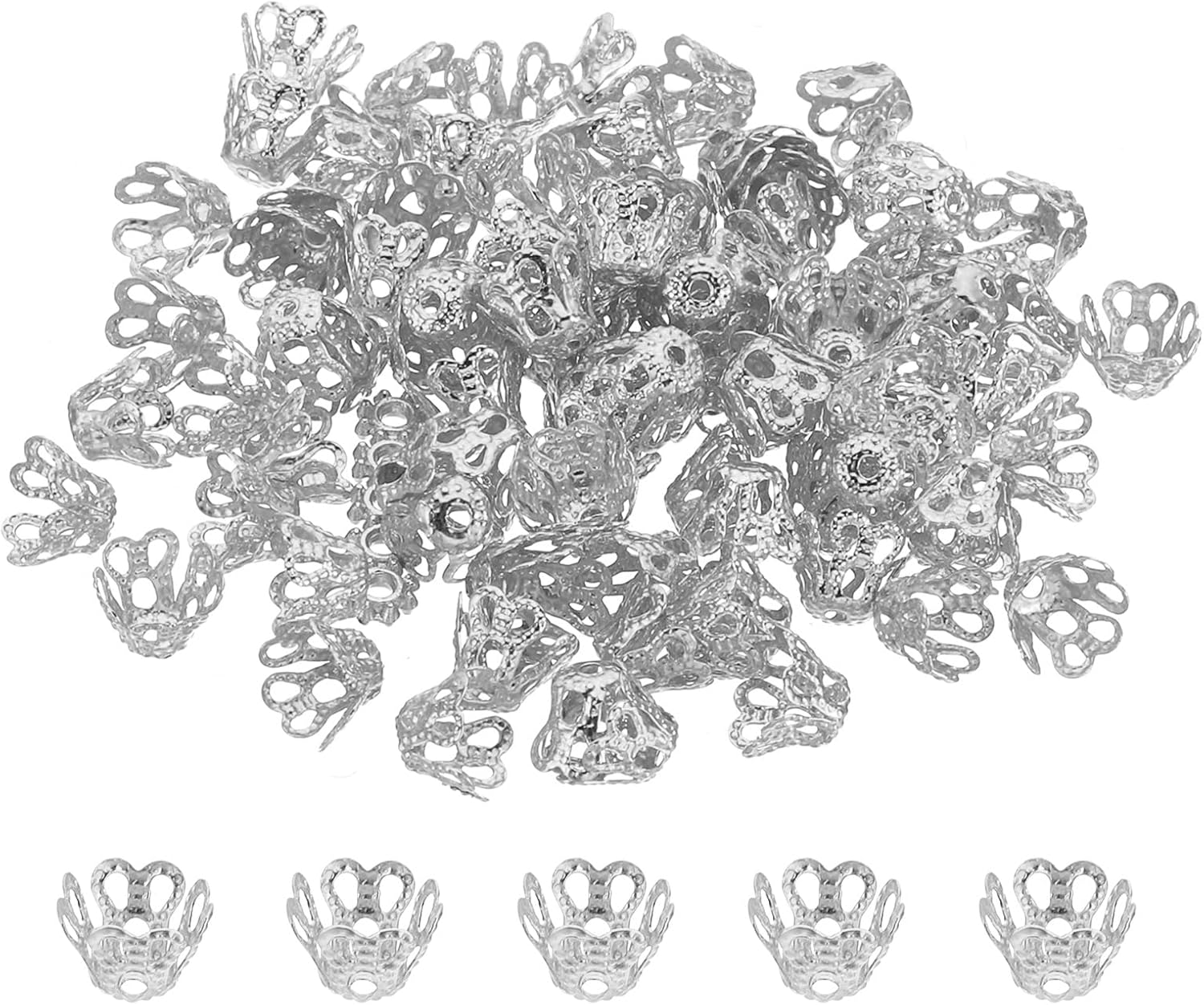 Amazon.com: PATIKIL Flower Bead Caps, 100Pcs 6x5mm Hollow Metal Spacer ...