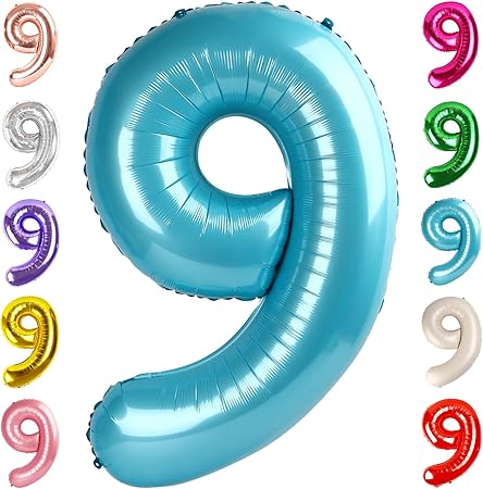 Amazon.com: 40 Inch Pearl Blue Numbers 9 Balloon, Balloons Decorations ...