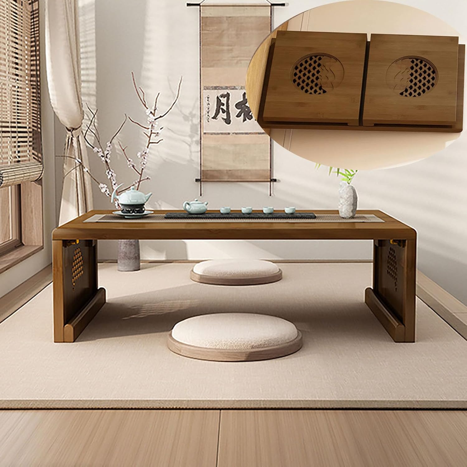 Amazon.com: YHGSYXL Foldable Coffee Table Bamboo Japanese Floor Table ...